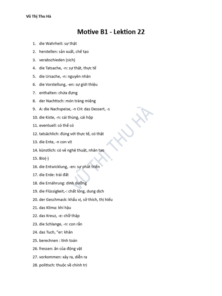 Motive B1 Lektion 22 | PDF