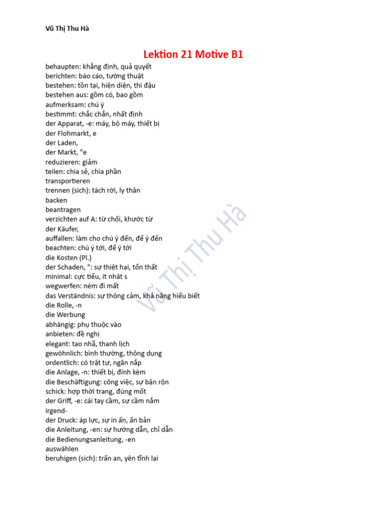 Lektion 21 Motive B1 | PDF