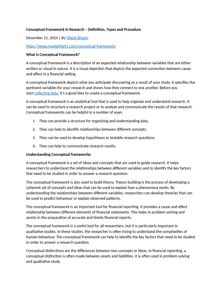 Conceptual Framework in Research | PDF | Hypothesis | Theory