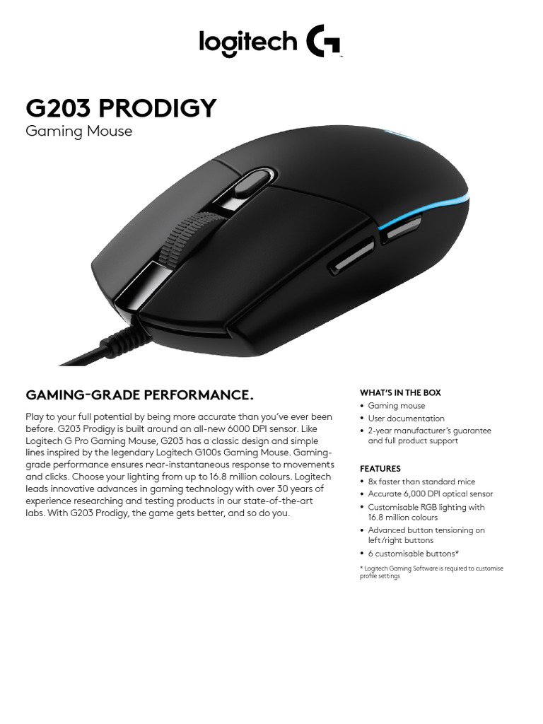 G203 Prodigy: Gaming Mouse | PDF | Computing | Software