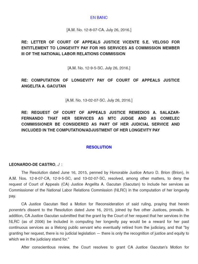 Longevity Pay for Judiciary Officials | PDF | District Attorney ...