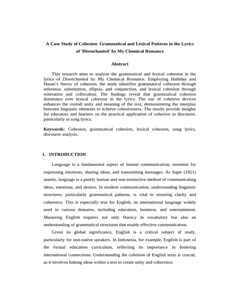 A Case Study of Cohesion | PDF | Linguistics | English Language