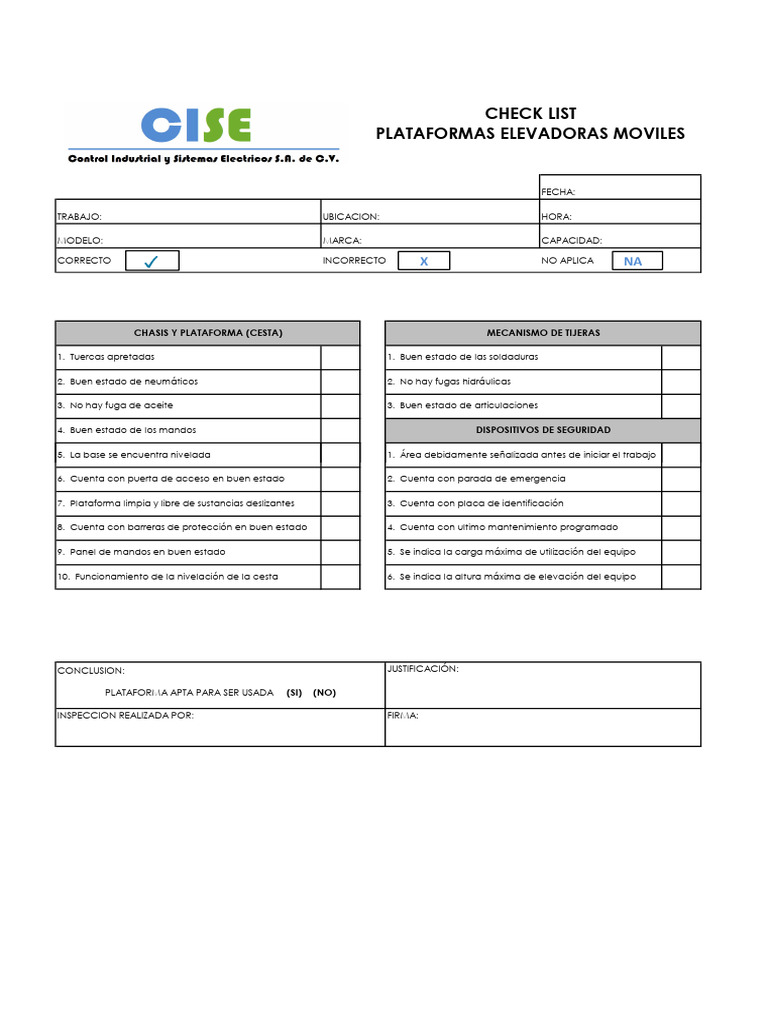 Check List Plataforma | PDF