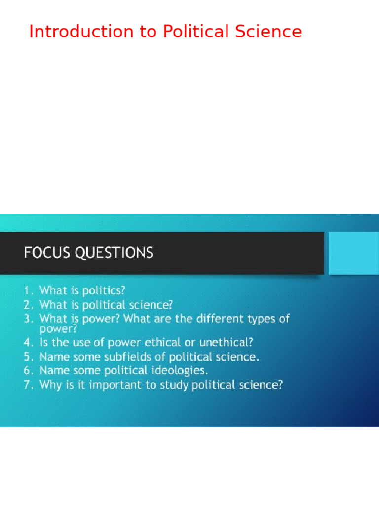 Introduction To Political Science | PDF | Science | Political Philosophy