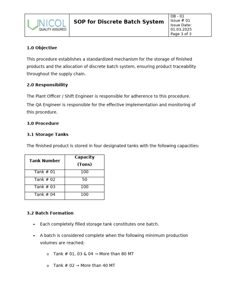 Discrete Batch System SOP Overview | PDF