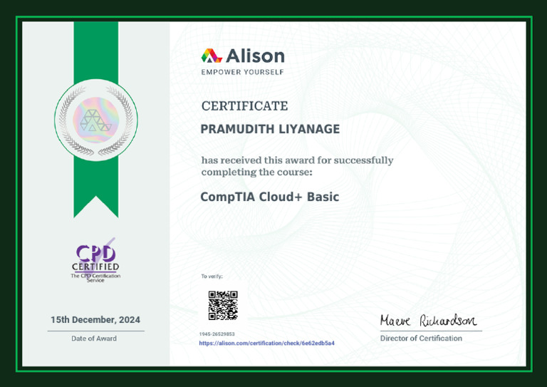 Alison - Certificate-CompTIA Cloud Basics | PDF
