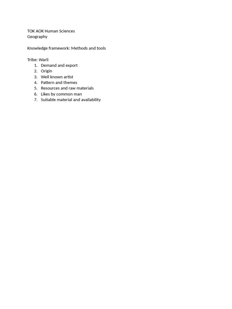 TOK AOK Human Sciences | PDF