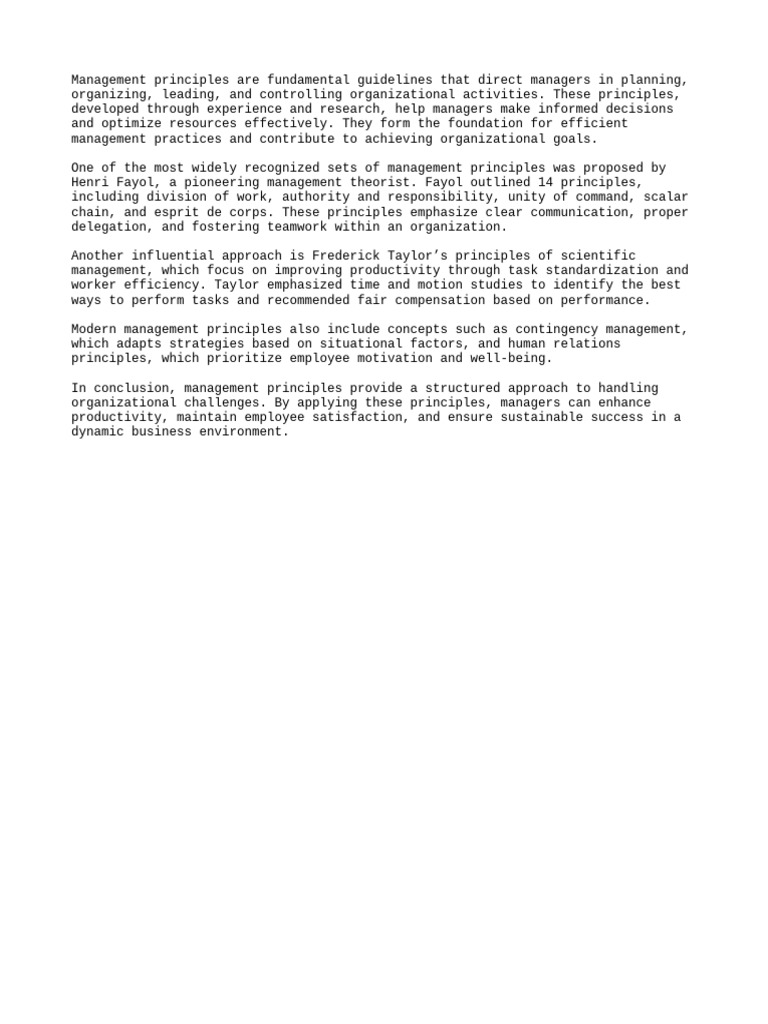 Management Principle | PDF