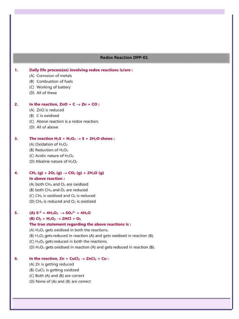 Redox Reaction Concepts and Examples | PDF | Redox | Chemistry