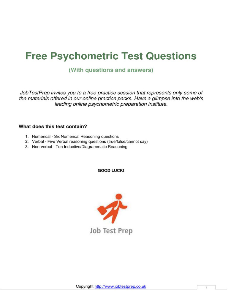 Free Psychometric Test Questions Answers | PDF