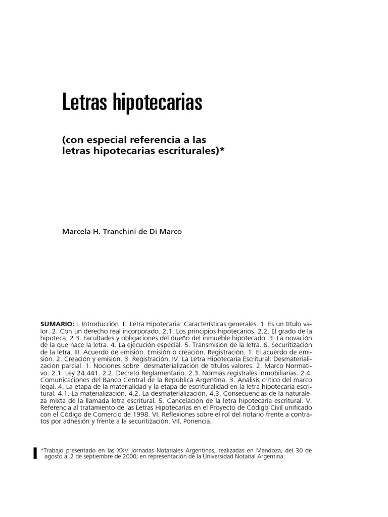 RN938 2001 Doc Tranchini | PDF | Ley de hipotecas | Puesta en seguridad
