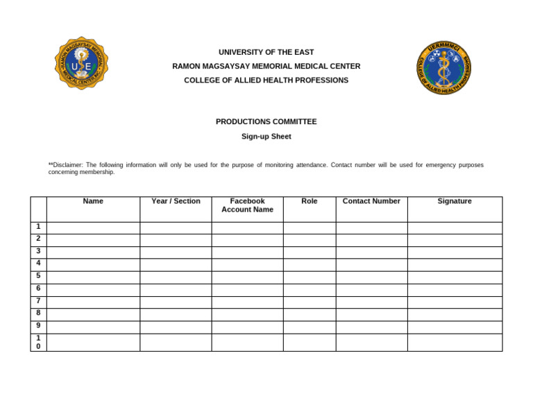 Prods Committee - Registration Form | PDF