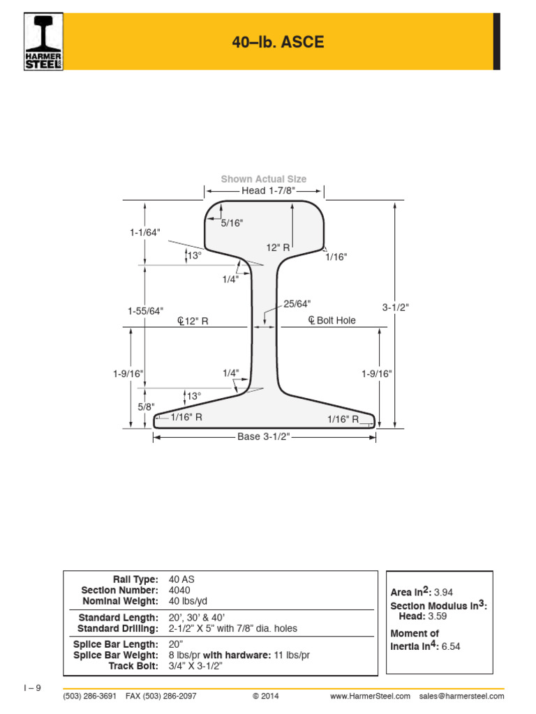 40 lb ASCE Rail Specifications | PDF