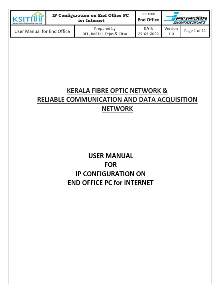 UserManual-IPConfigurationonEndOfficePCforInternet v1.0 | PDF | Ip ...