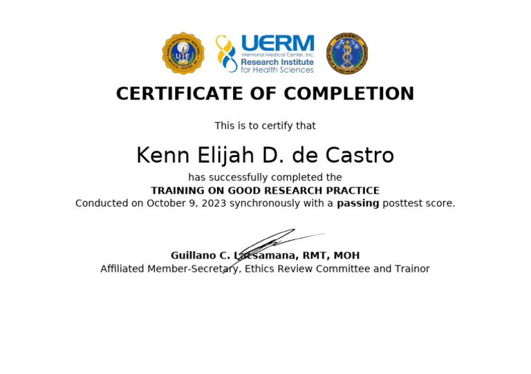 GRP Training Certificate 2024 | PDF