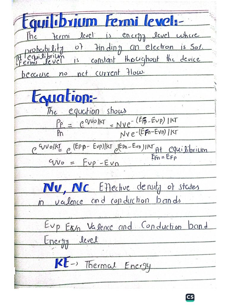 Equilibrium Fermi Level | PDF