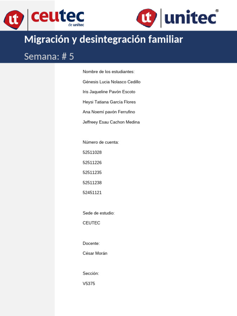 Tercer Avance Del Proyecto, GRUPO #4 - Ofimatica A. | PDF | Migración humana | Familia