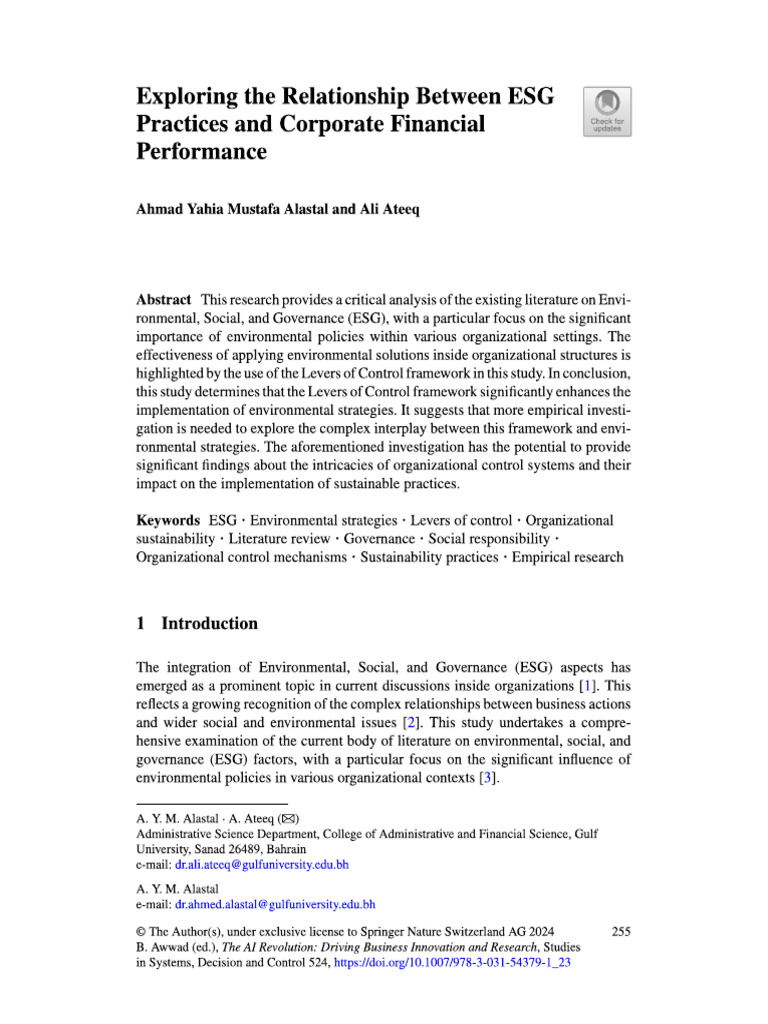 Exploring The Relationship Between ESG Practices and Corporate ...
