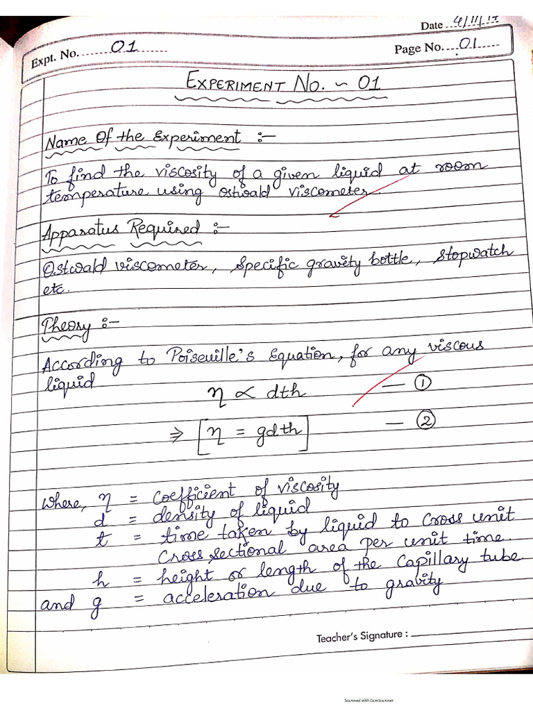 Determination of Viscosity of Liquid at Room Temperature Using Ostwald ...