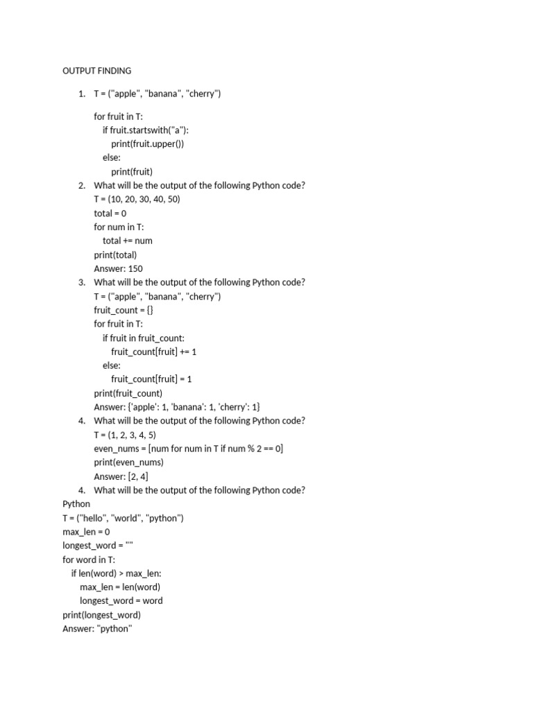 Python Code Output Examples | PDF