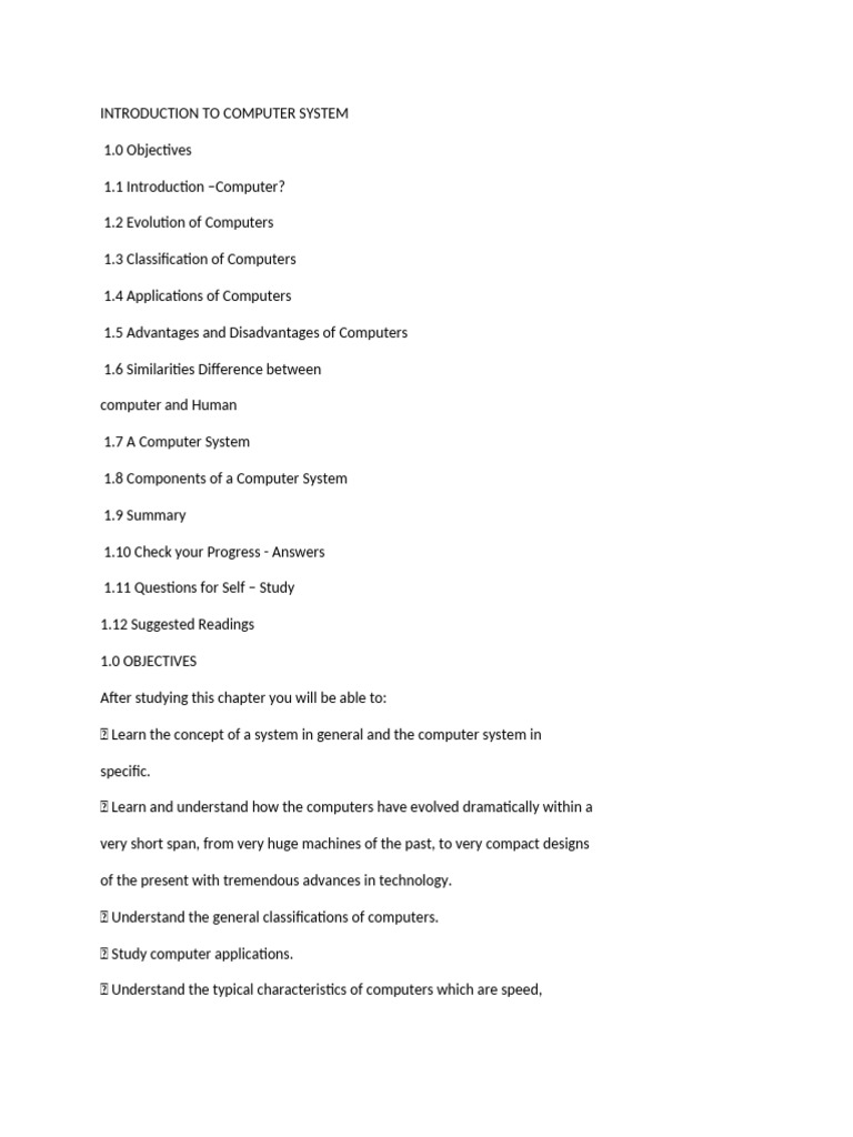 INTRODUCTION TO COMPUTER SYSTEM | PDF | Computer Hardware | Input/Output
