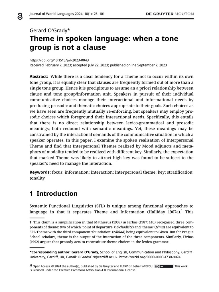 Introduction To Theme and Rheme | PDF | Tone (Linguistics) | Subject ...