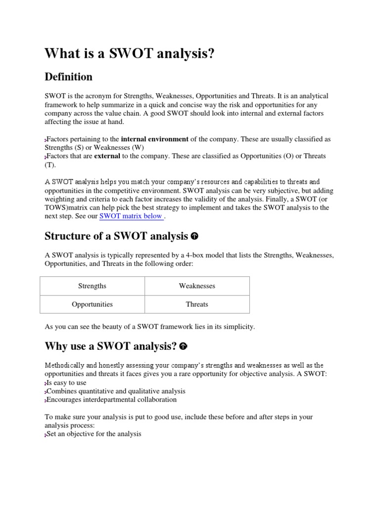 What Is A SWOT Analysis | PDF | Swot Analysis | Strategic Management