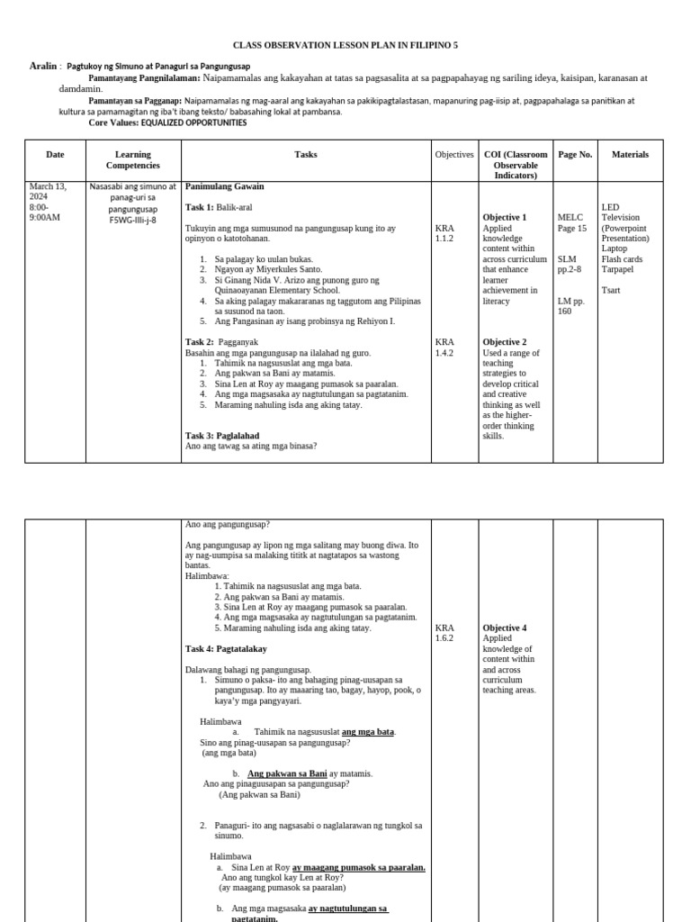 Cot Science 4th Grade 5 | PDF