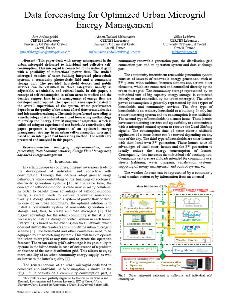 Data Forecasting For Optimized Urban Microgrid | PDF | Photovoltaics ...