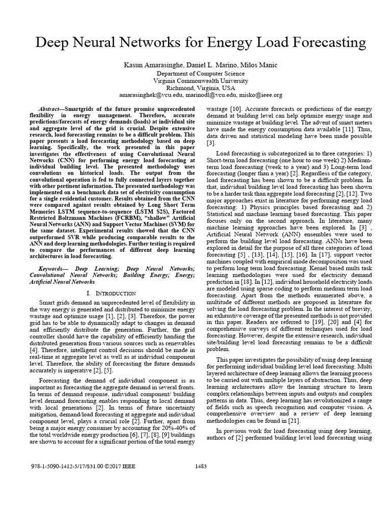 Deep Neural Networks For Energy Load Forecasting | PDF | Deep Learning ...