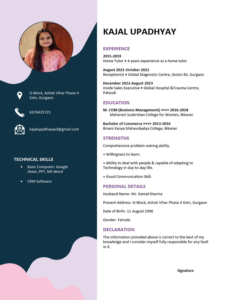 Kajal Upadhyay: Experience | PDF