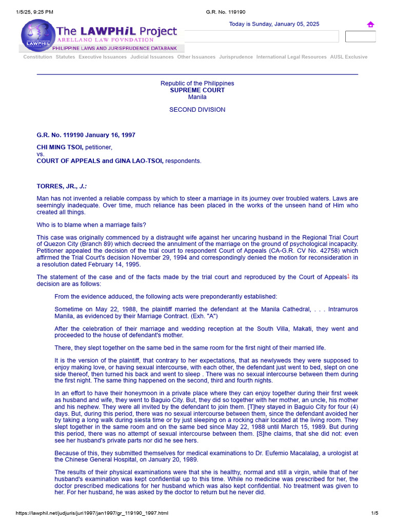 G.R. No. 119190 - Chi Ming Tsoi v. CA | PDF | Annulment | Pleading