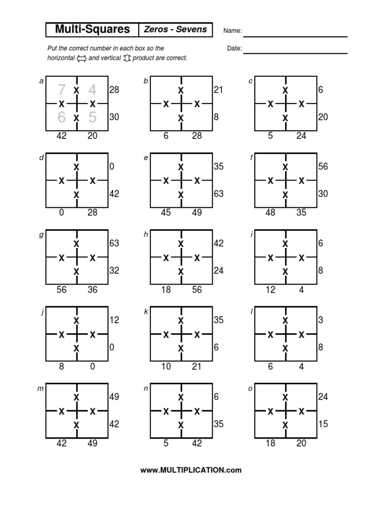 Multi-Squares: Zeros - Sevens | PDF | Teaching Methods & Materials ...