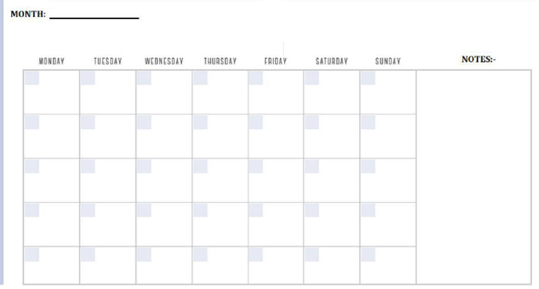 Monthly Planner Printable Calendar | PDF