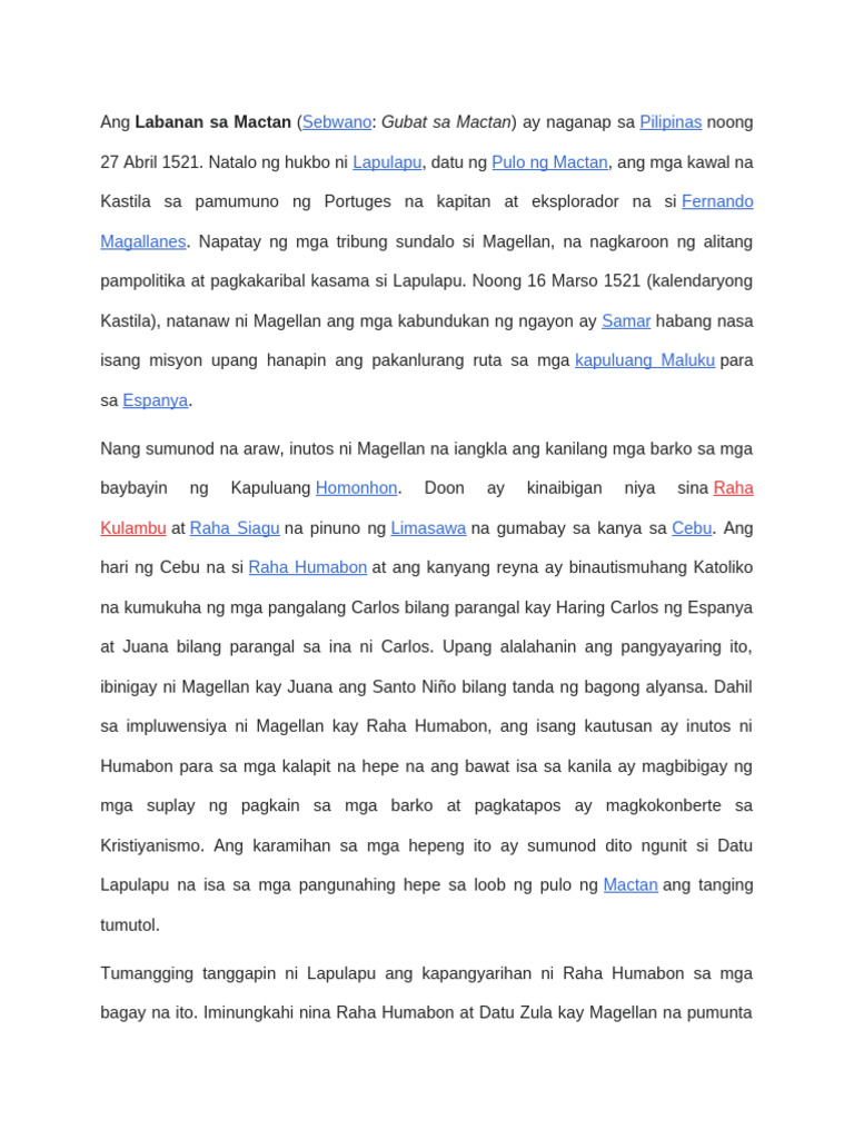Labanan Sa Mactan: Sebwano Pilipinas Lapulapu Pulo NG Mactan Fernando ...