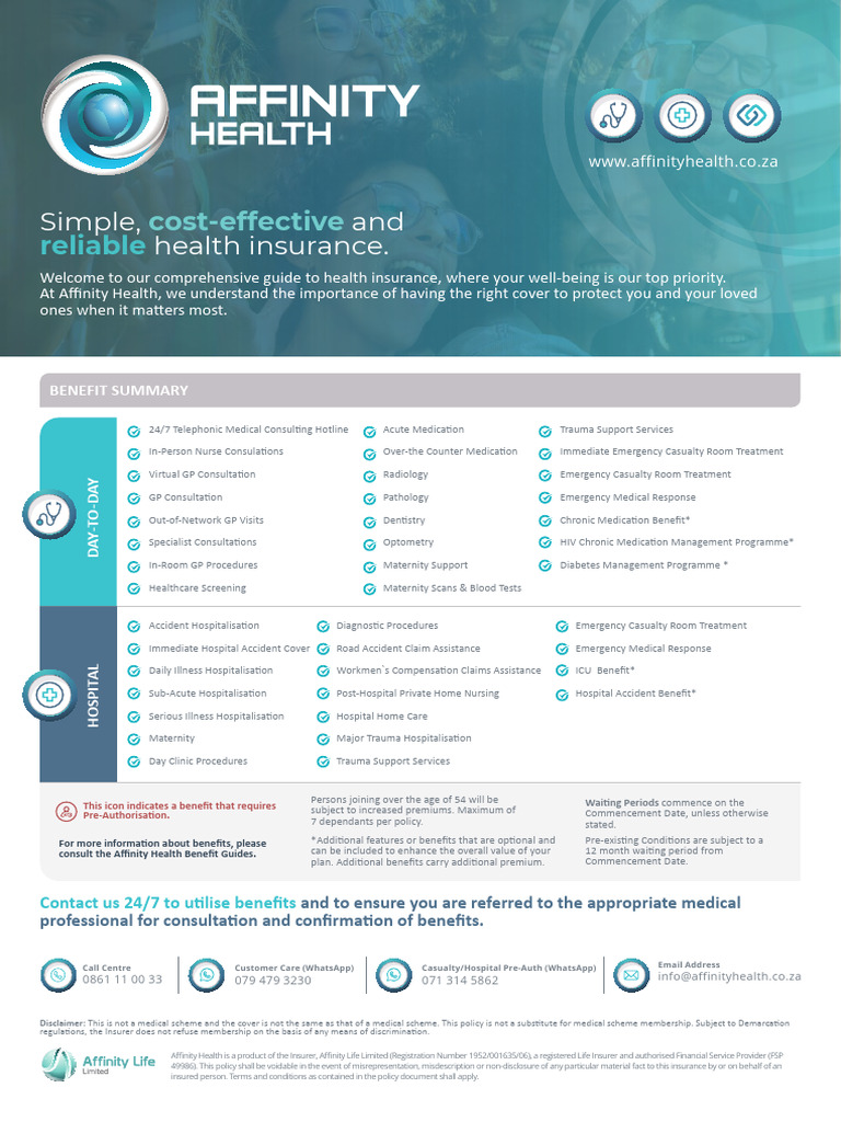 Affinity Health Brochure 2025 Combined Plan ALL 14.10.2024 08h12 1 Compressed | PDF | Emergency ...