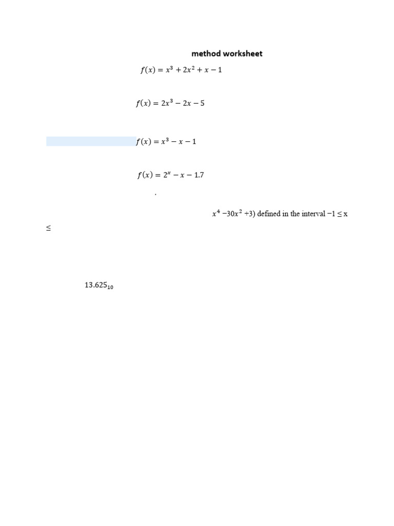 Computational Method Worksheet | PDF