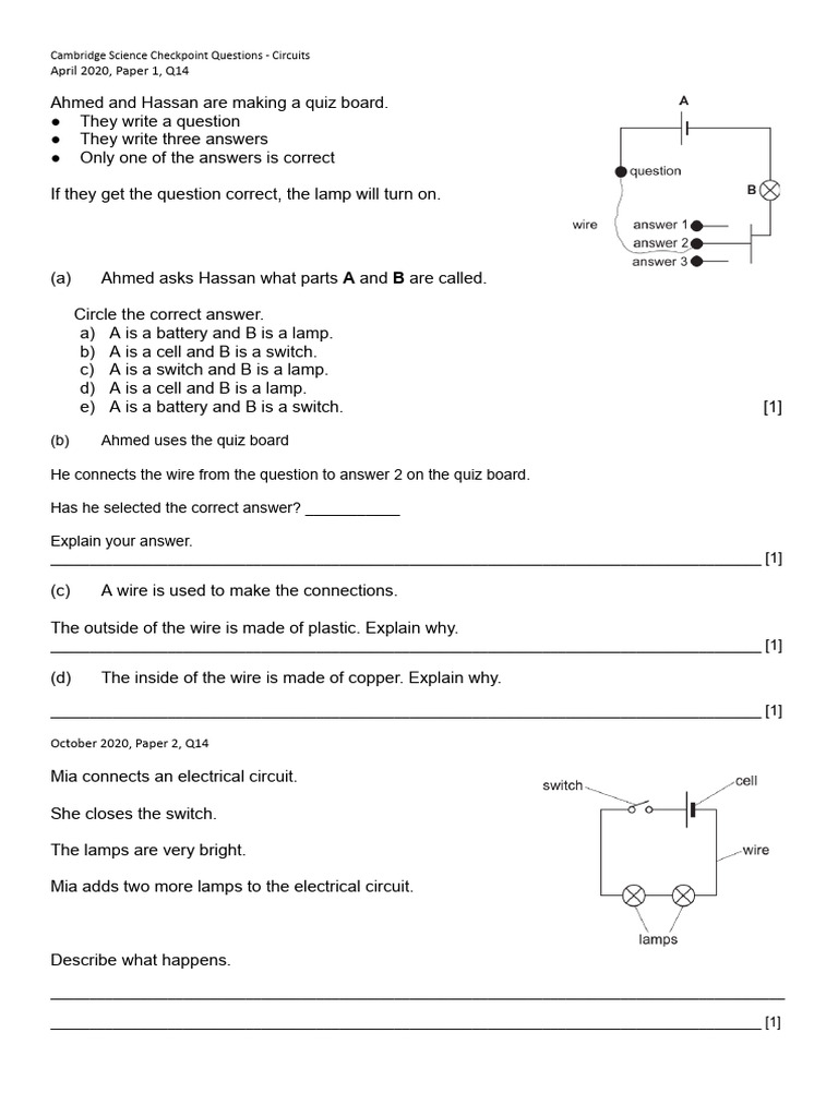 Circuits Checkpoint Questions | PDF