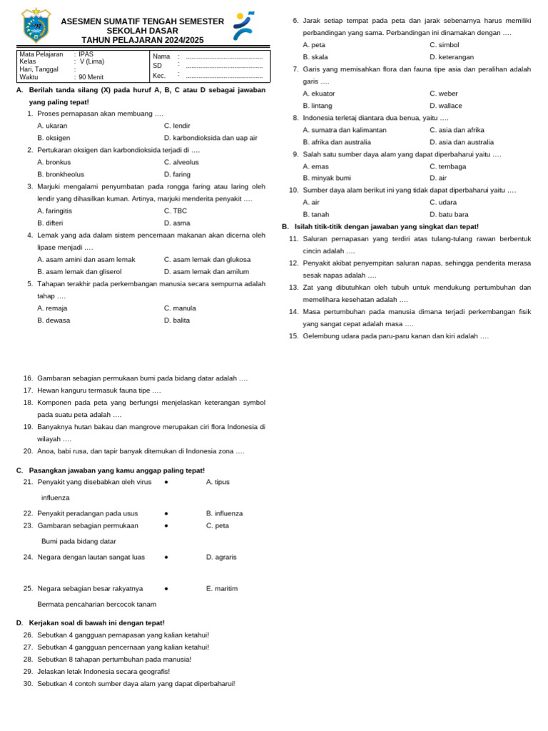 Soal Sts Ipas Kelas 5 Semeter 2 | PDF