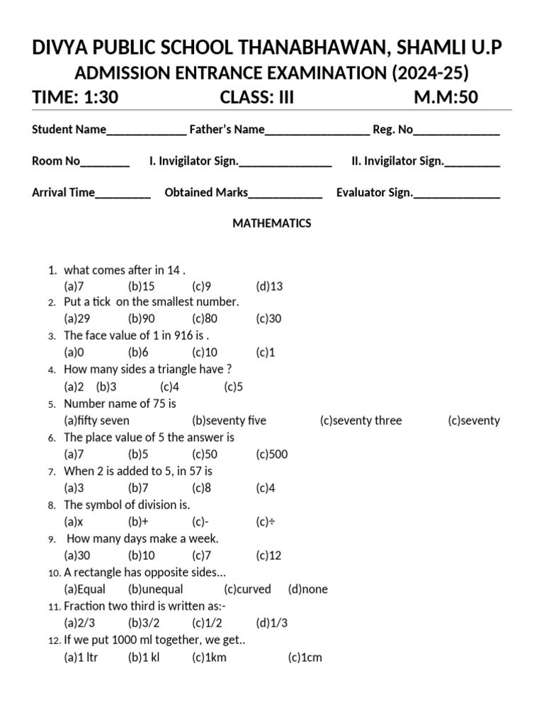 3rd class | PDF | Mathematics