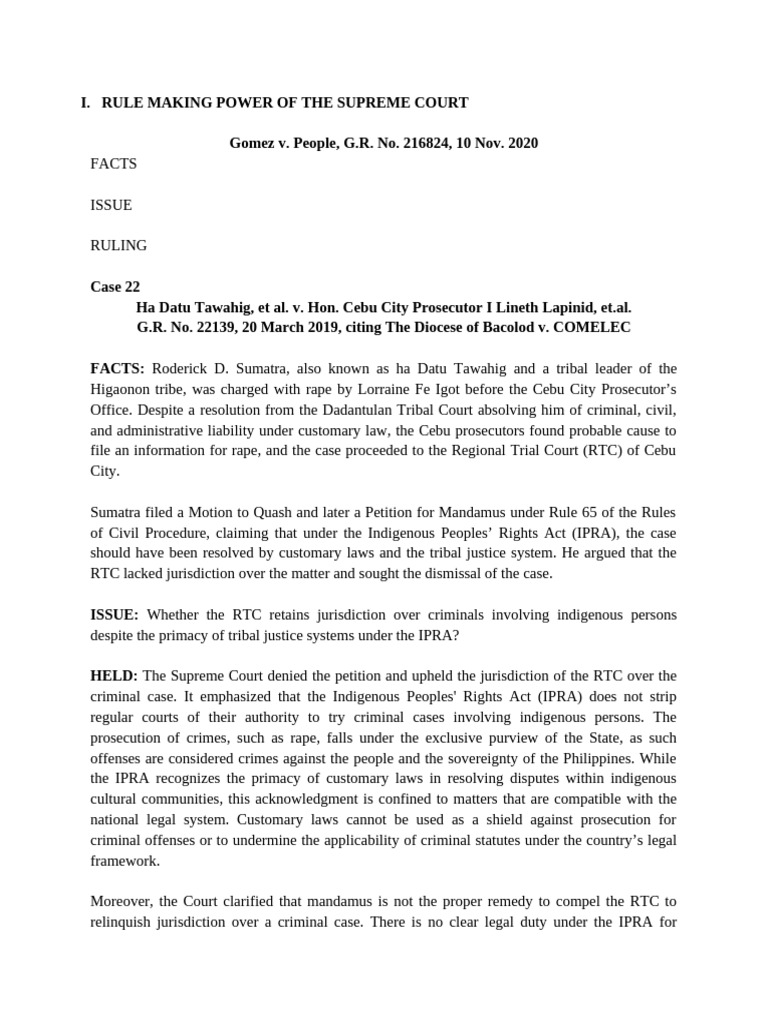 I. Rule Making Power of The Supreme Court Cases | PDF | Supreme Court ...