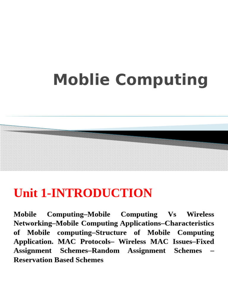 Moblie Computing - Unit1 | PDF | Channel Access Method | Computer Network