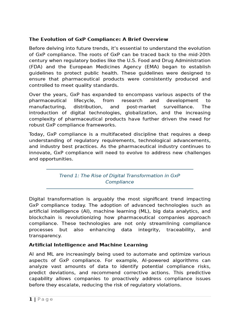 The Evolution of GXP Compliance | PDF | Personalized Medicine ...
