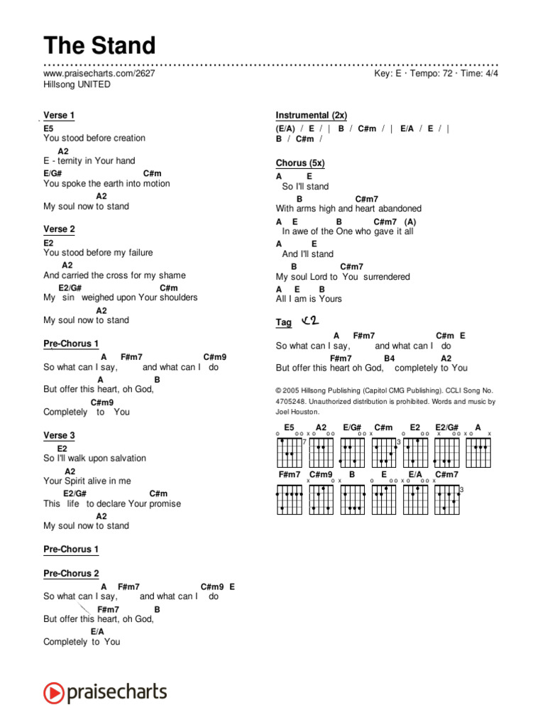 The Stand Chords and Lyrics | PDF | Song Structure | Theology