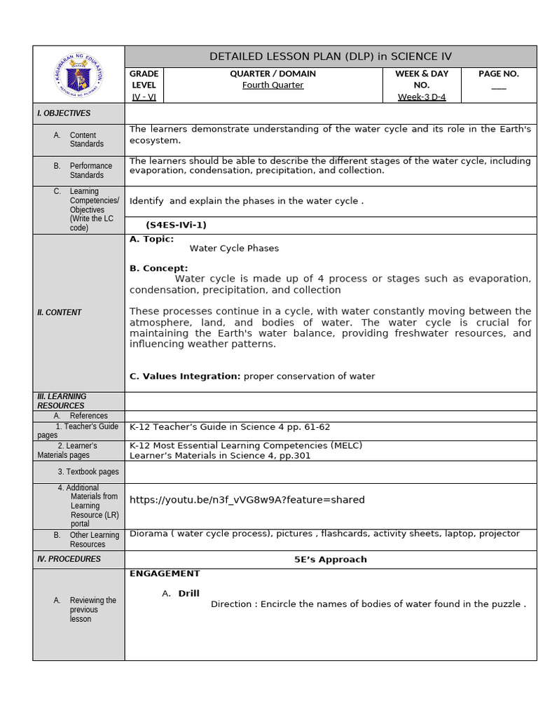 Lesson Plan - Integrating Literacies . | PDF | Water Cycle | Water