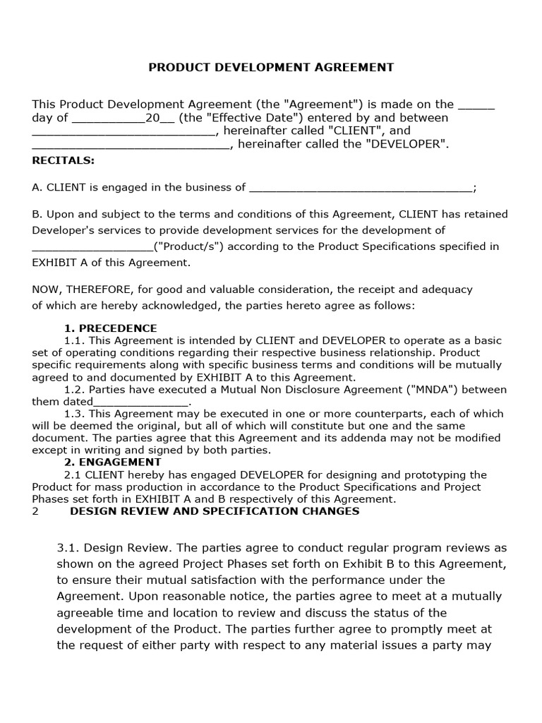 Product Development Agreement | PDF | Indemnity | Arbitration