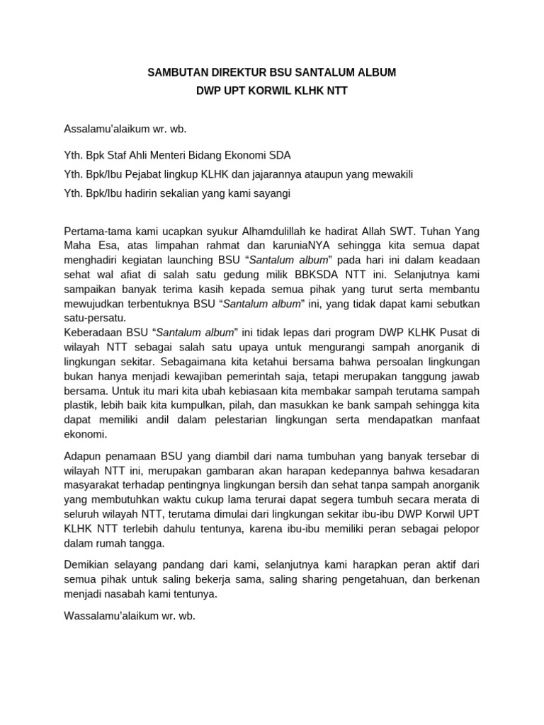 SAMBUTAN BSU | PDF