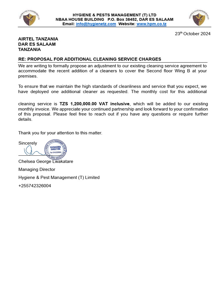 Proposal For Price Adjustment - Airtel-1 | PDF | Tanzania | Business