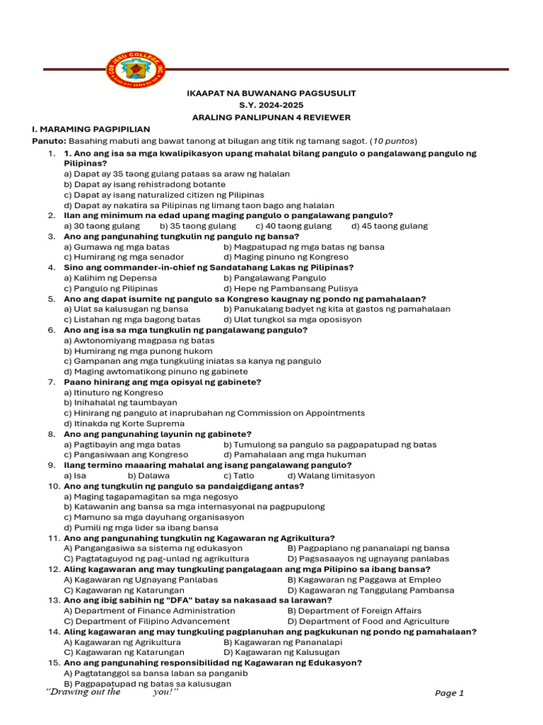 4TH Monthly Reviewer - Ap 4 | PDF