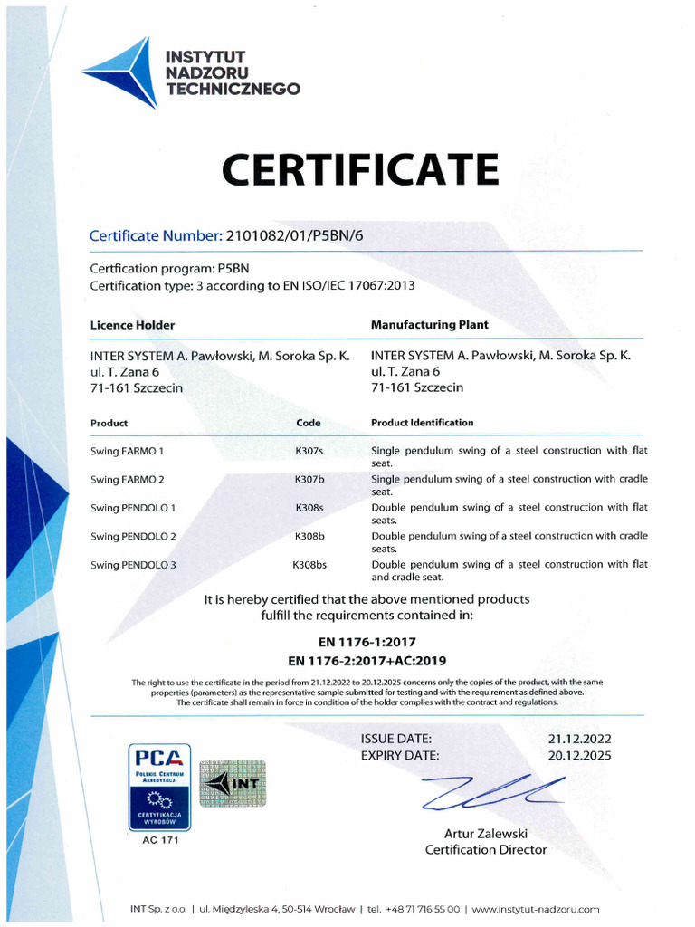 LIMAKO Framo 1 Certificate | PDF